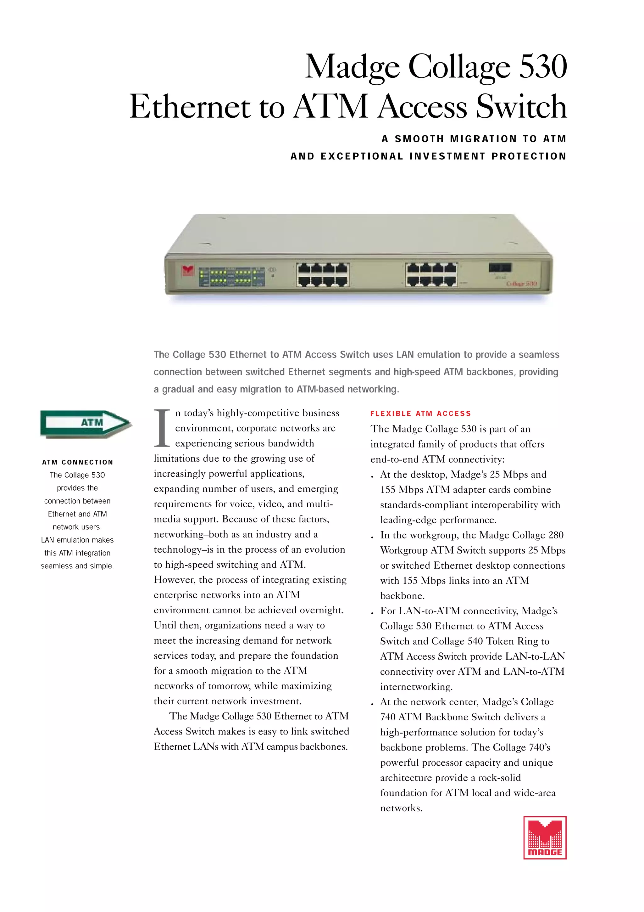 Madge Collage 530 Ethernet to ATM Access Switch | PDF