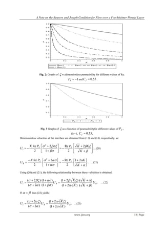 A Note on the Beavers and Joseph Condition for Flow over a Forchheimer ...