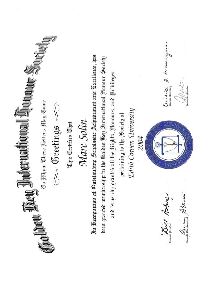 Golden Key Certificate