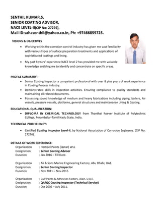 senthilkumar CV | PDF