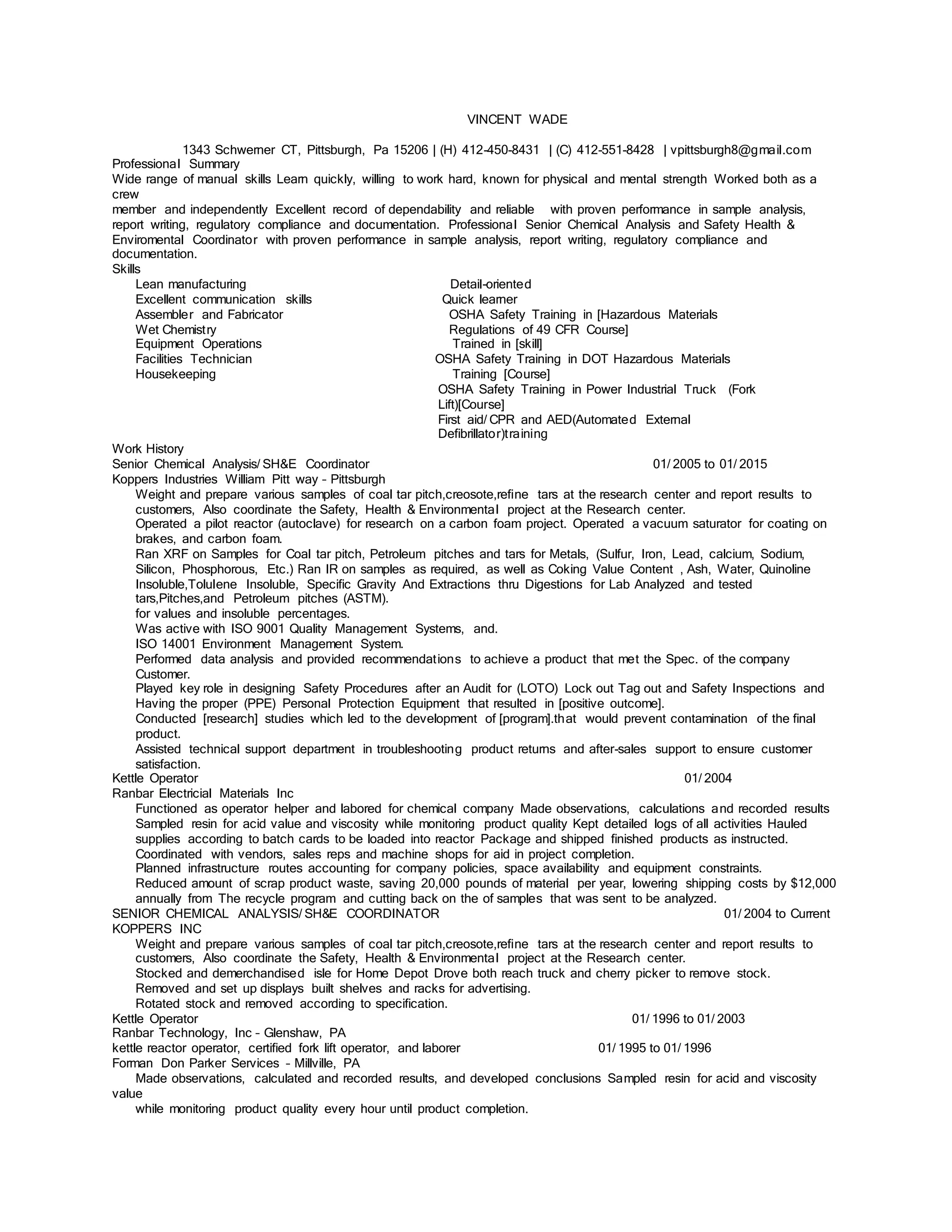 VINCENT WADE Resume 12-10-15 | DOCX