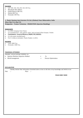 Vikas Mane cv | DOCX