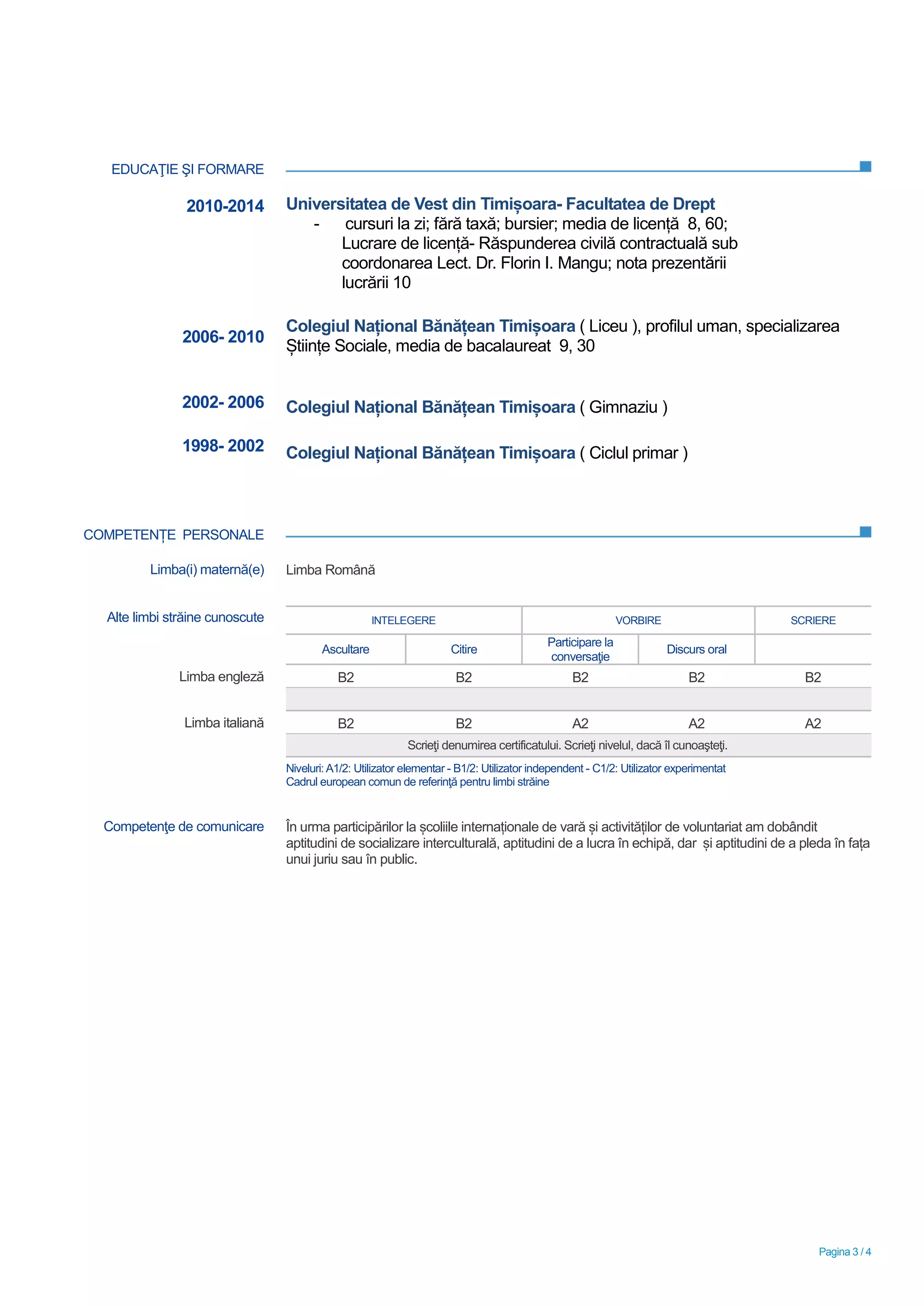 Curriculum vitae- PÃ®rvu Bogdan Adrian | PDF