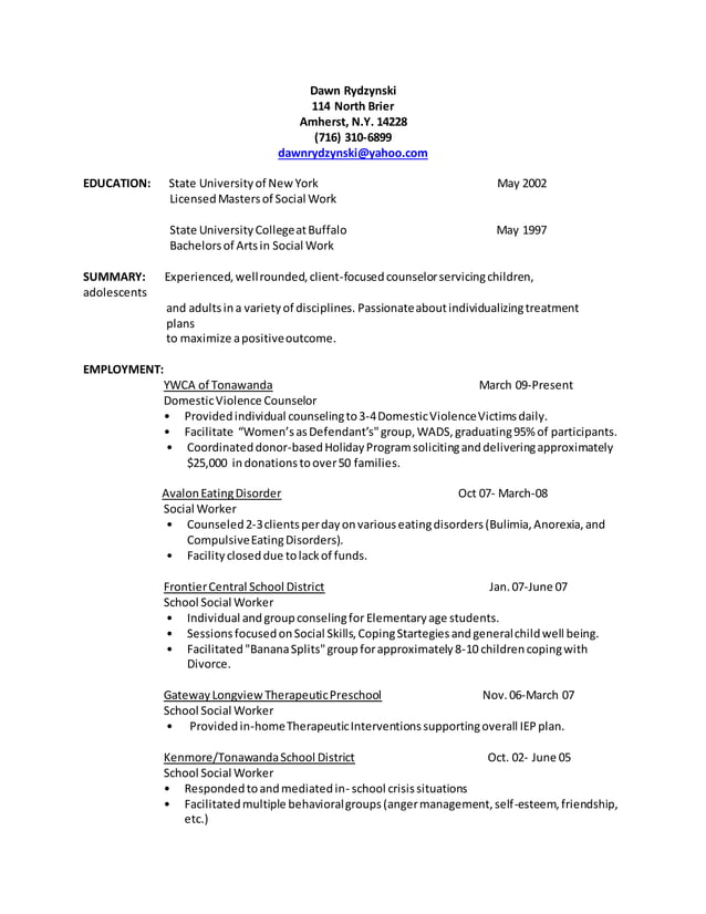 resume dawn 2016 | DOCX