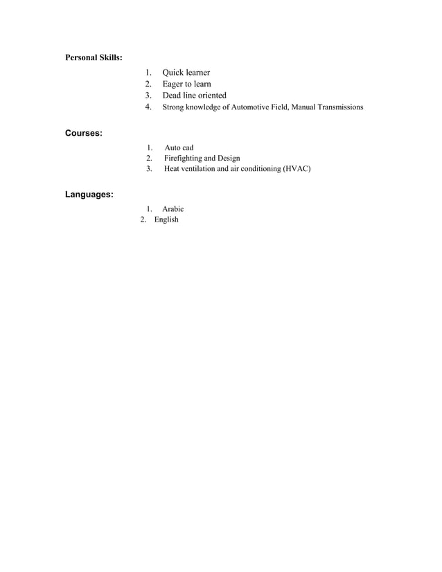 Mechanical engineer -- Mohamed tarek sonbol --cv | DOC | Science