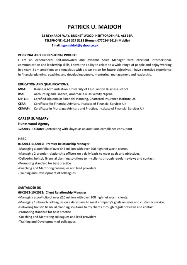 Patrick MAIDOH CV 2016. | PDF