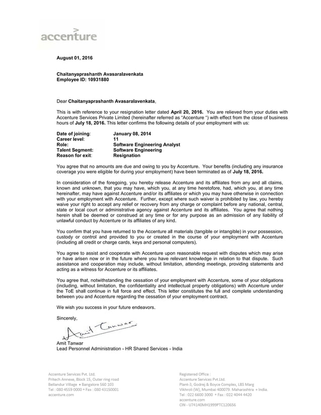 Relieving letter | PDF
