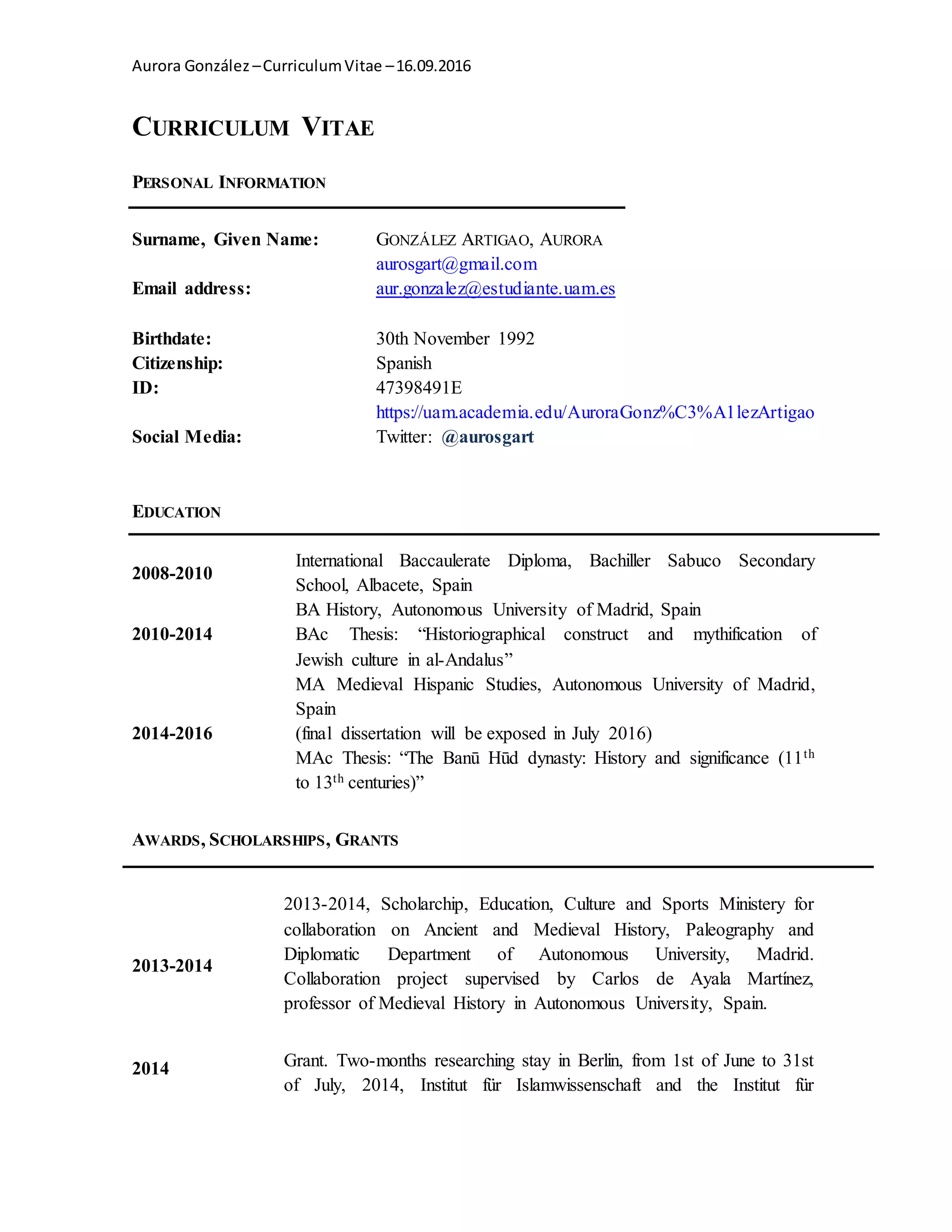 CV- english on tabular form | DOCX