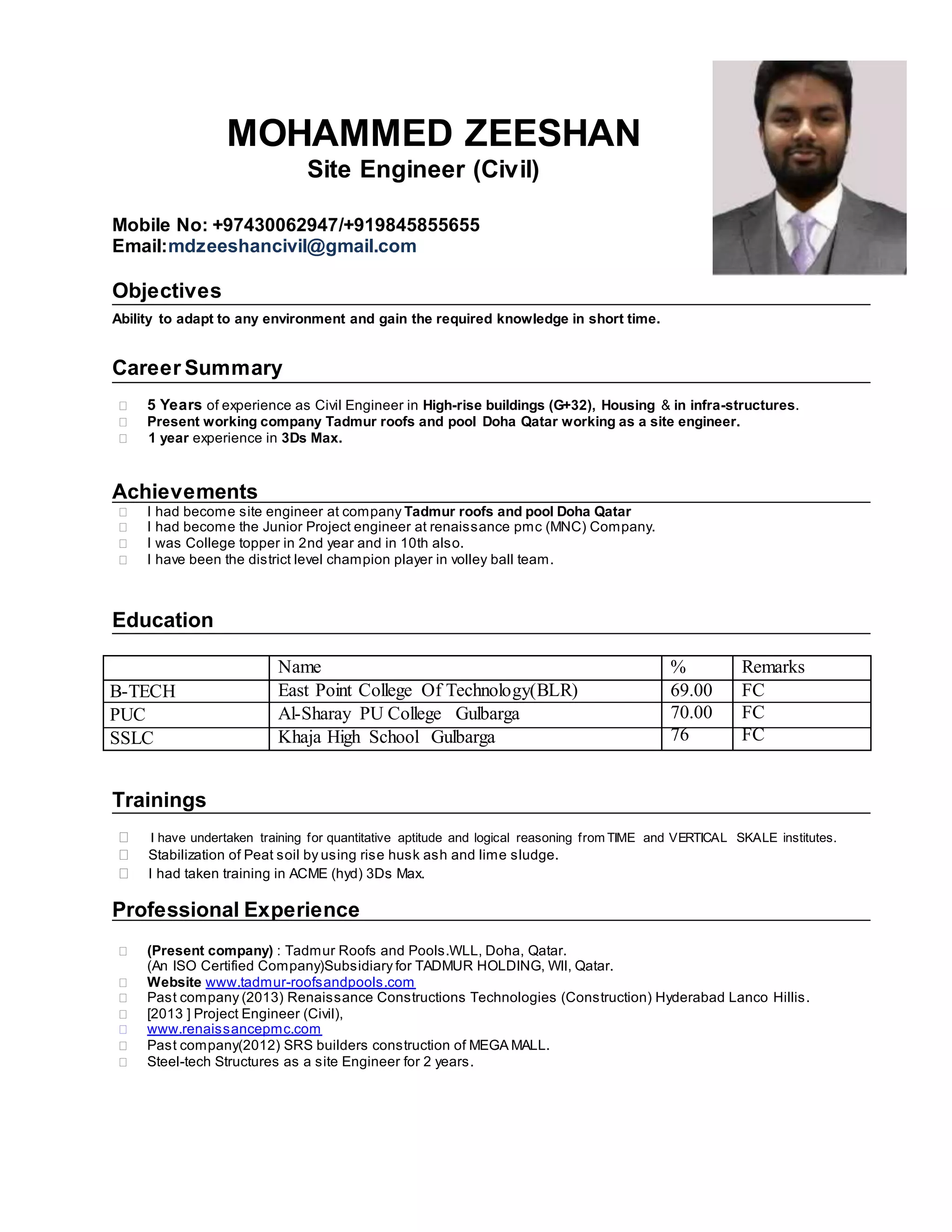Zeeshan 2014 resume (tadmur | DOCX