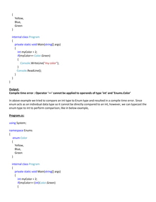 Diving in OOP (Day 6): Understanding Enums in C# (A Practical Approach) | PDF