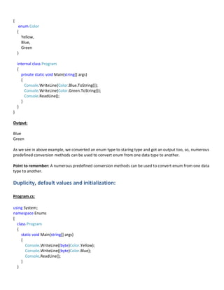 Diving in OOP (Day 6): Understanding Enums in C# (A Practical Approach) | PDF