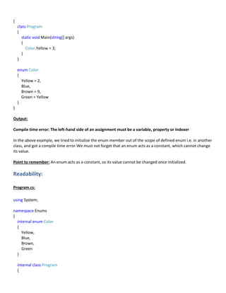 Diving in OOP (Day 6): Understanding Enums in C# (A Practical Approach) | PDF