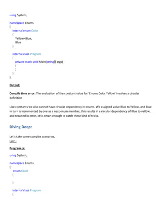 Diving in OOP (Day 6): Understanding Enums in C# (A Practical Approach) | PDF