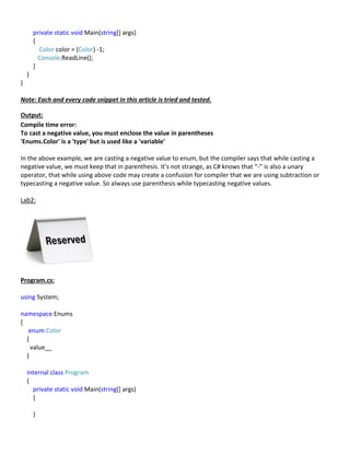 Diving in OOP (Day 6): Understanding Enums in C# (A Practical Approach ...