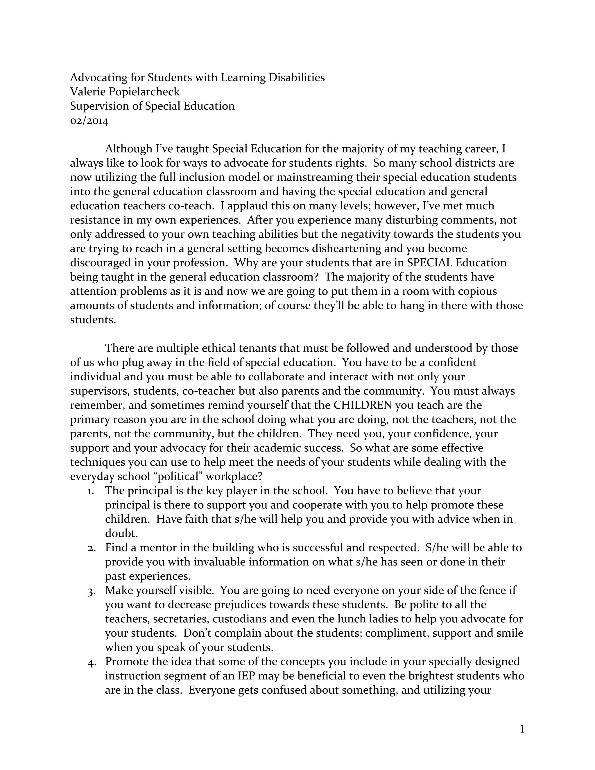 Advocating for Students with Learning Disabilities | PDF