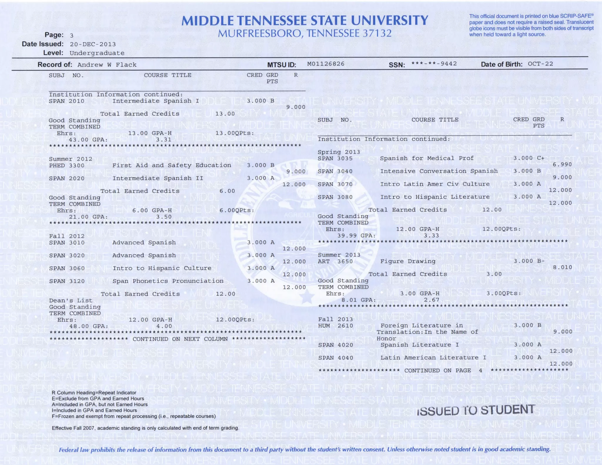 Andrew Flack - MTSU - Transcript | PPT