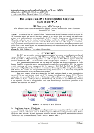 The Design of an MVB Communication Controller Based on an FPGA | PDF