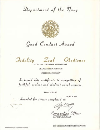 Navy Good Conduct Award 2000 | PDF