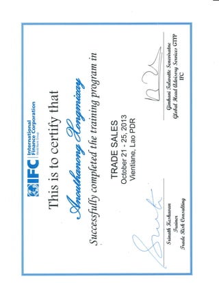 IFC Certificates Operation Sales & Trade Sales | PDF