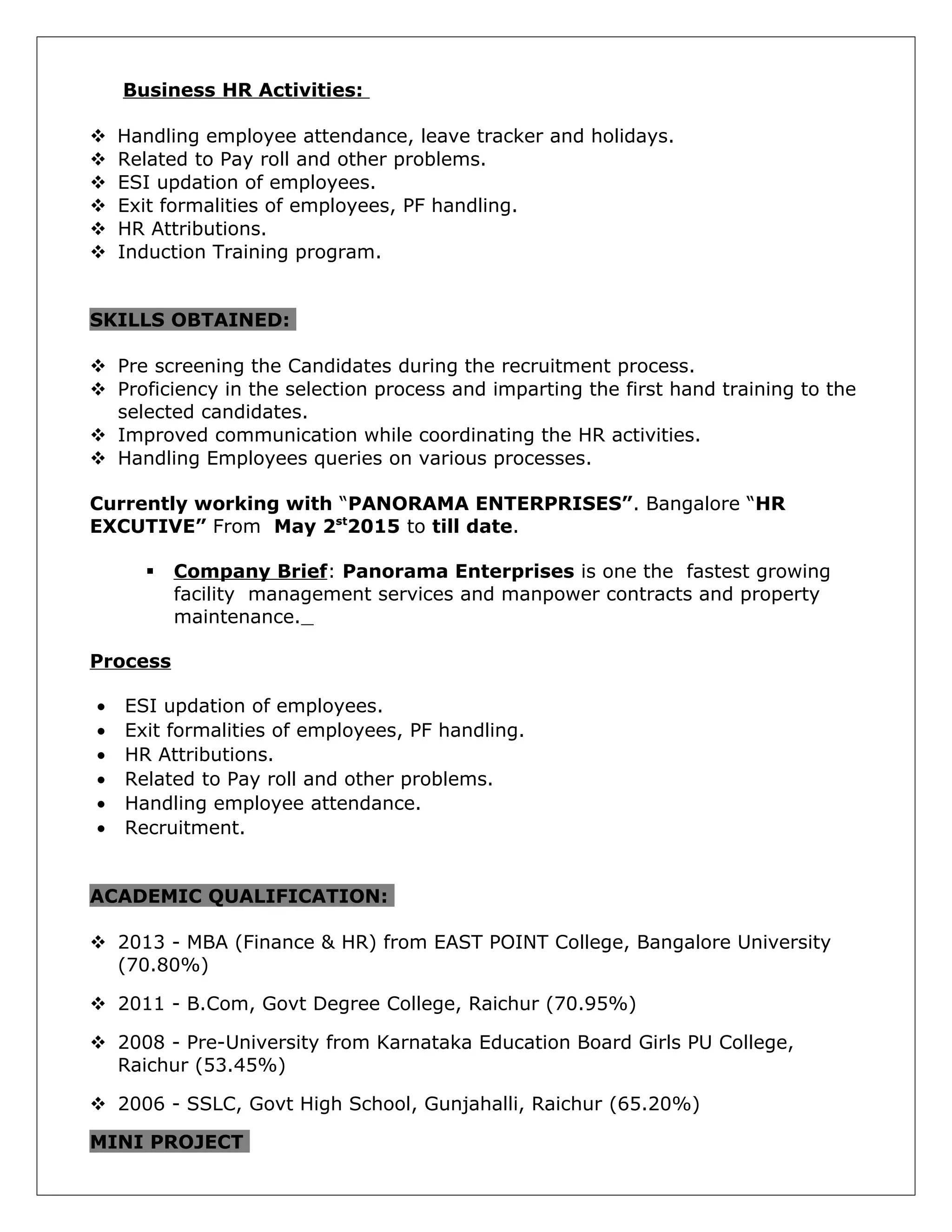 resume vidya laxmi | DOC
