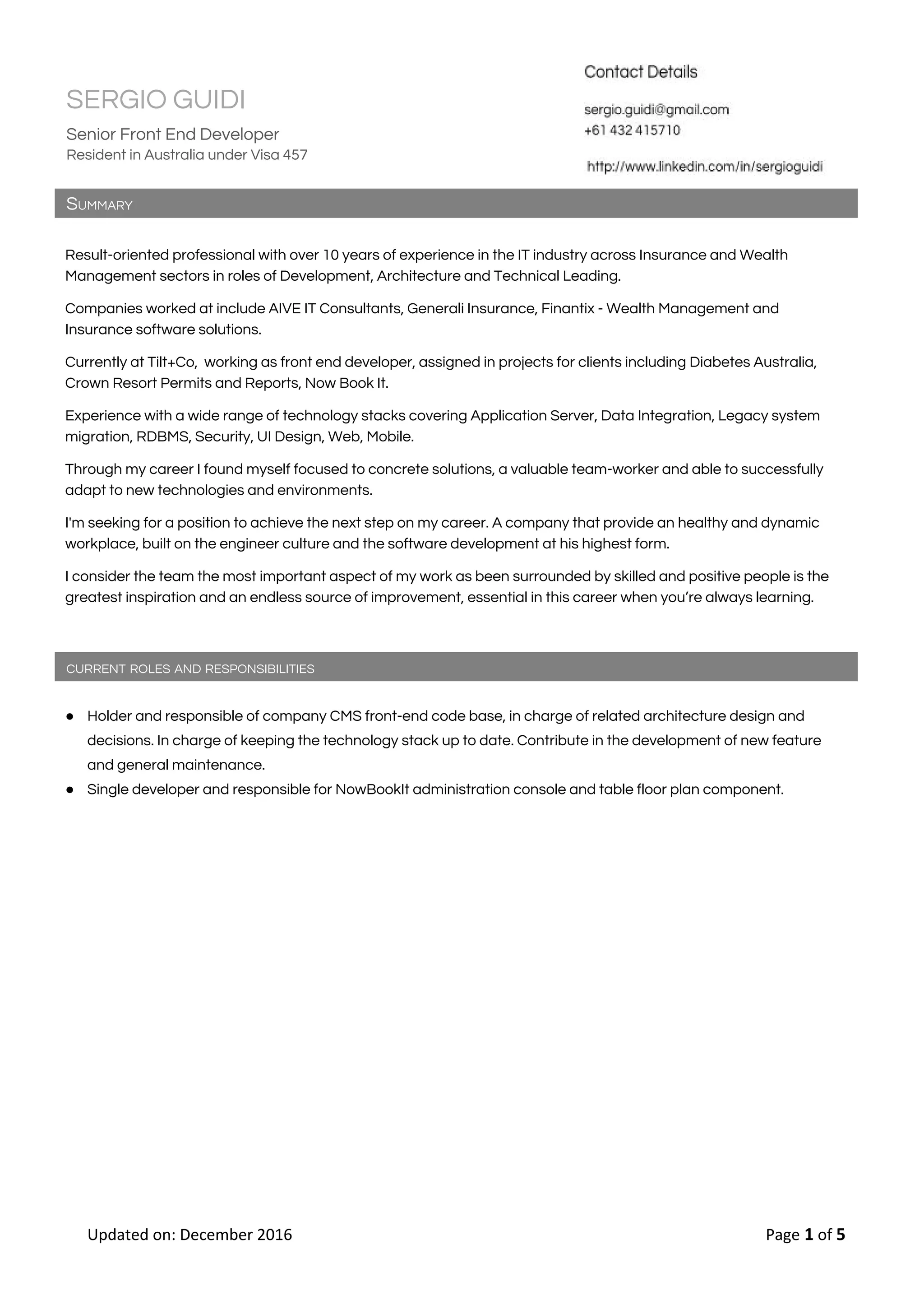 Resume - Sergio Guidi | PDF | Web Development | Internet