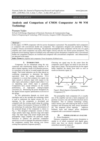 Analysis and Comparison of CMOS Comparator At 90 NM Technology | PDF ...