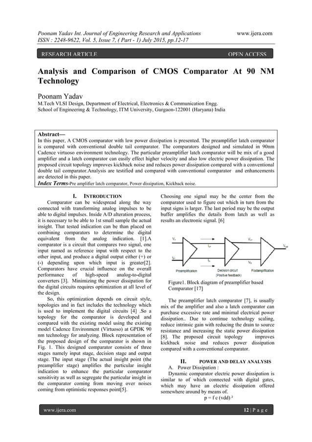 Analysis and Comparison of CMOS Comparator At 90 NM Technology | PDF ...
