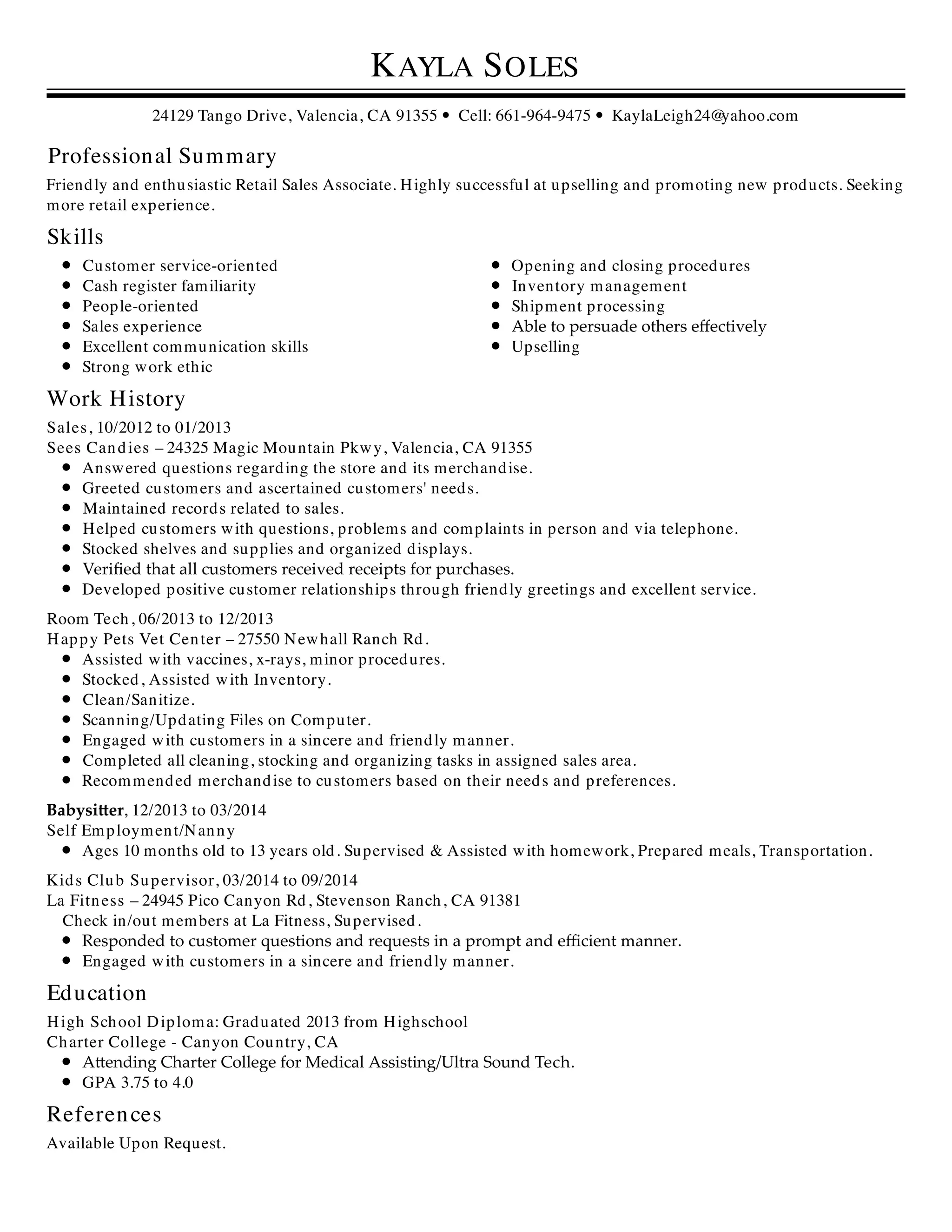 Kayla Soles Resume 1 | PDF