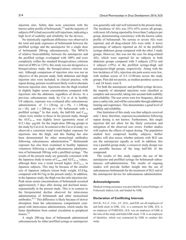 Glaxo Smith Kline (HGS) Benlysta Autoinjector | PDF