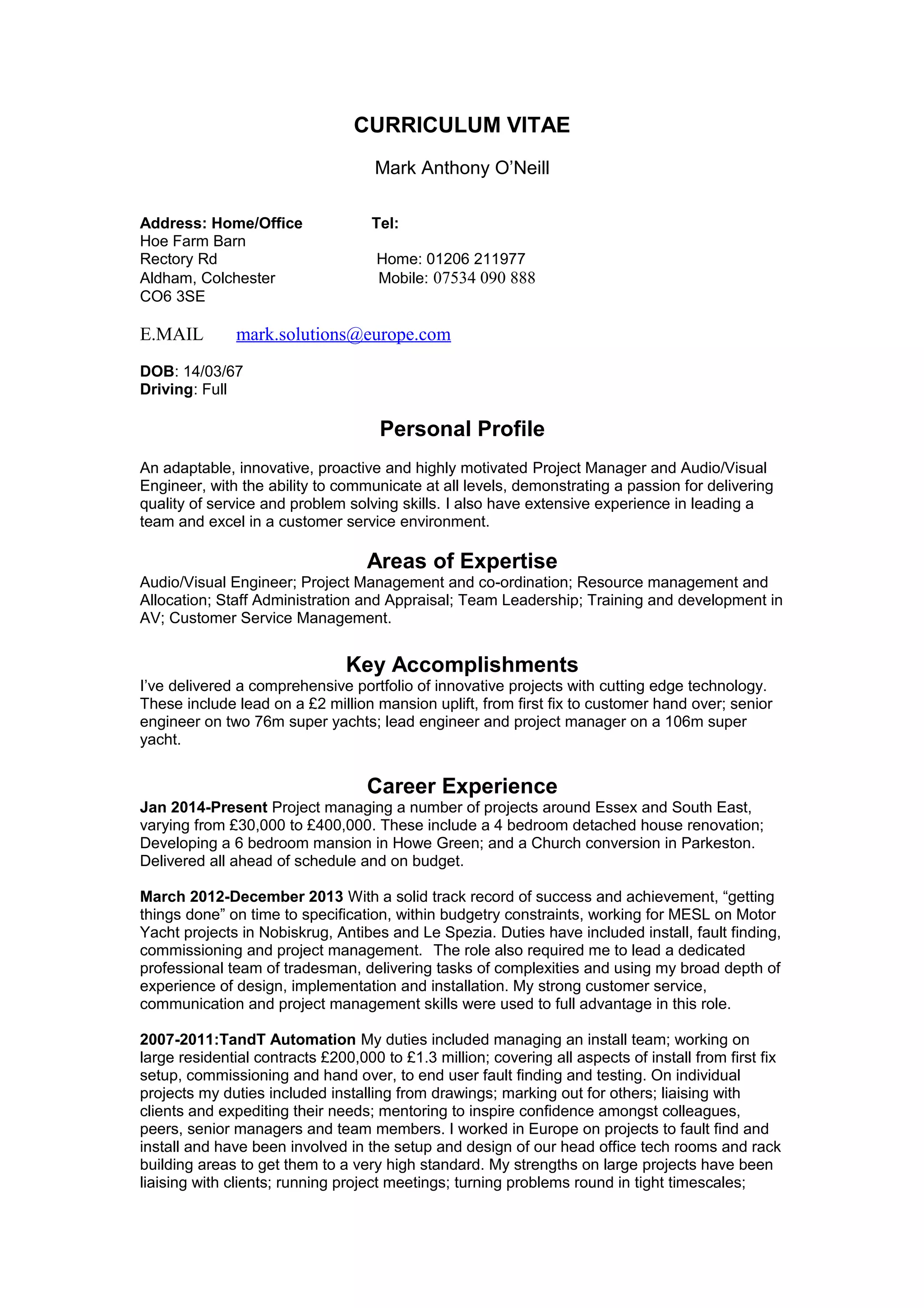 Mark's CURRICULUM VITAE (5) | DOC