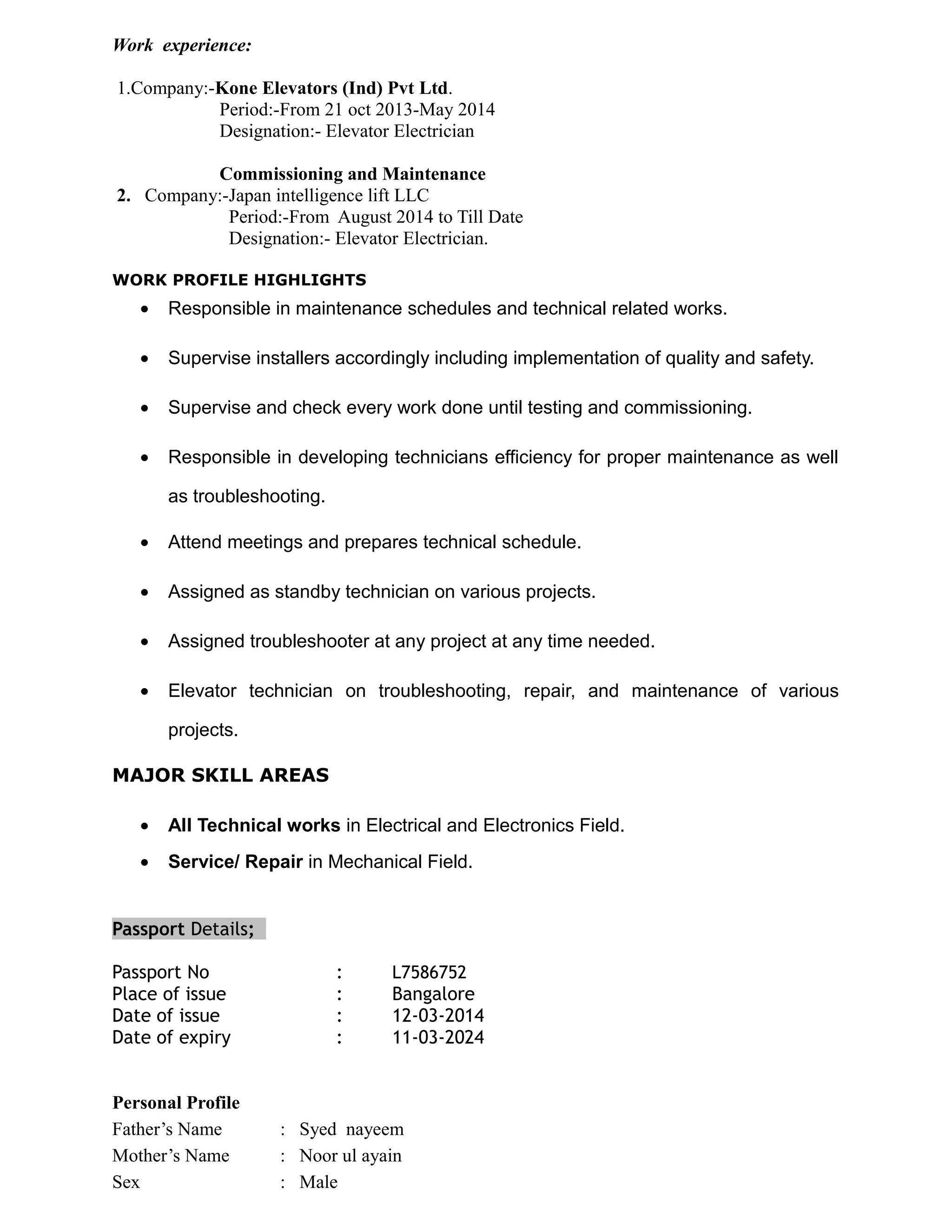 Sayed Azhar Resume | DOC