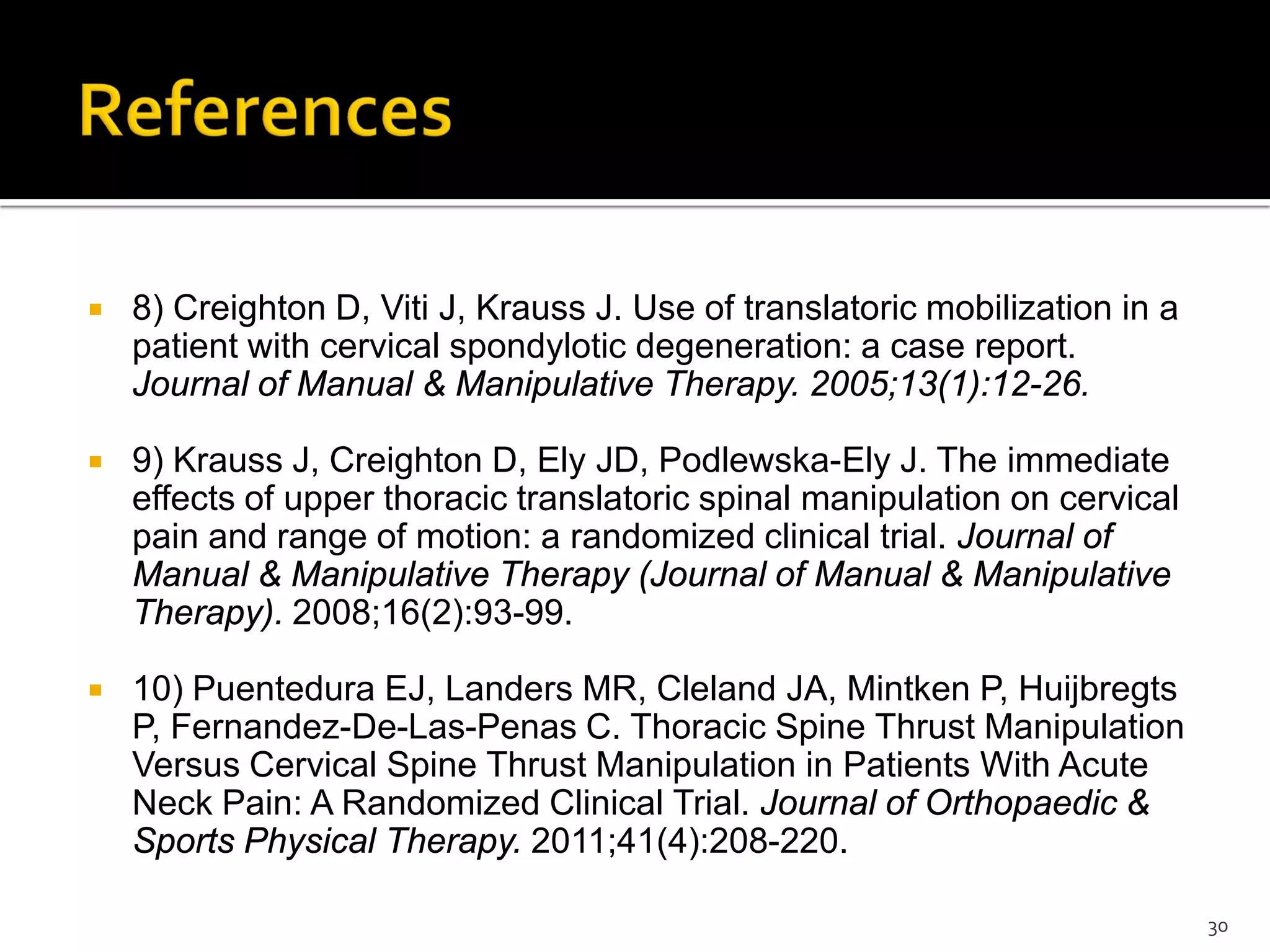 Cervical Manipulation - EDM - Research Day - OU-5-13-2012 | PDF