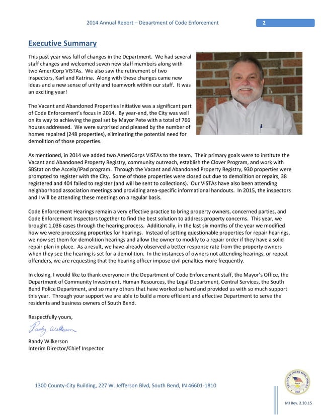 2014 Code Enforcement Annual Report | PDF