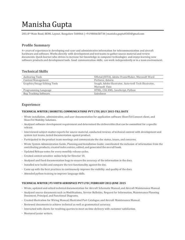 manisha_resume | DOCX | Desktop Publishing | Computer Software and ...