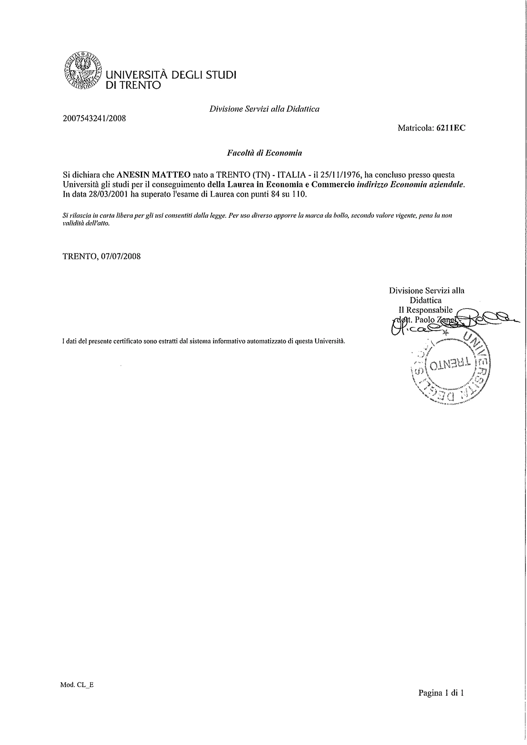 diploma laurea economia e commercio | PDF