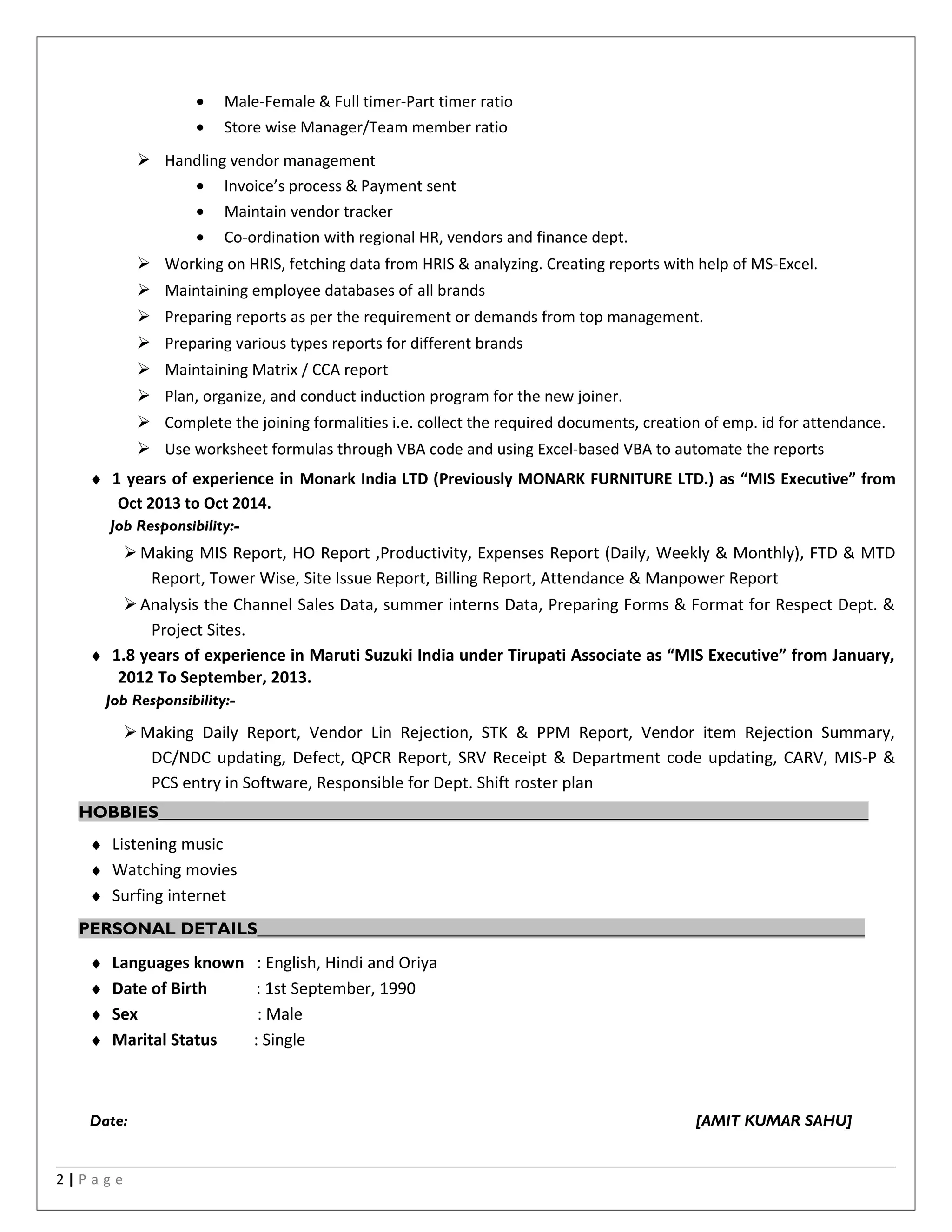 Mis Resume | DOC