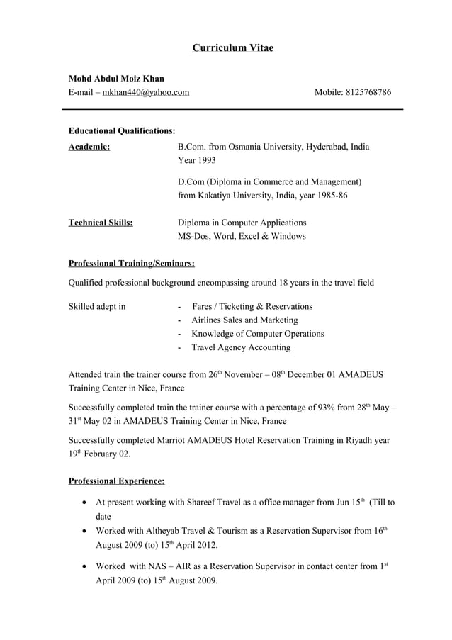 cv_mohd abdul moiz khan | PDF