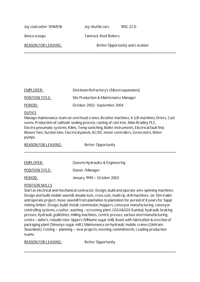 Latest CV of MJ Welmans | PDF