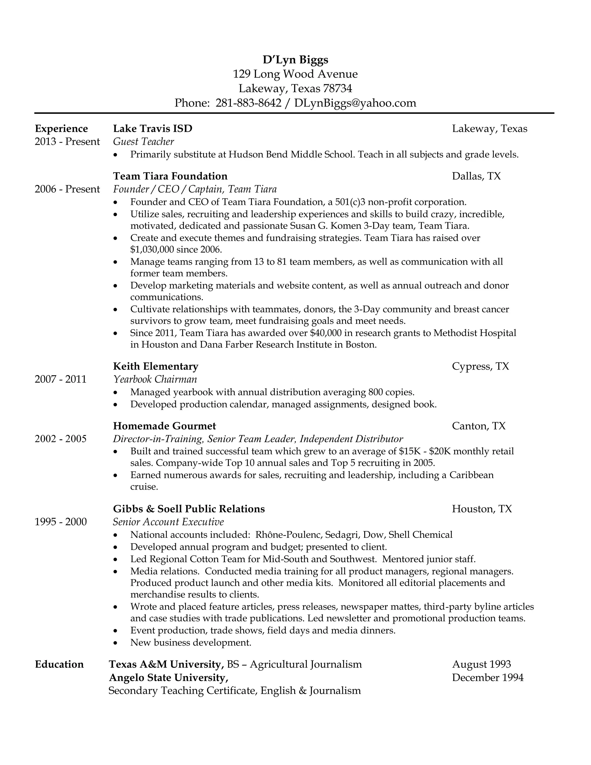 D. Biggs Resume | PDF