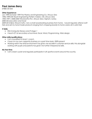 CV Paul Berry1 | PDF