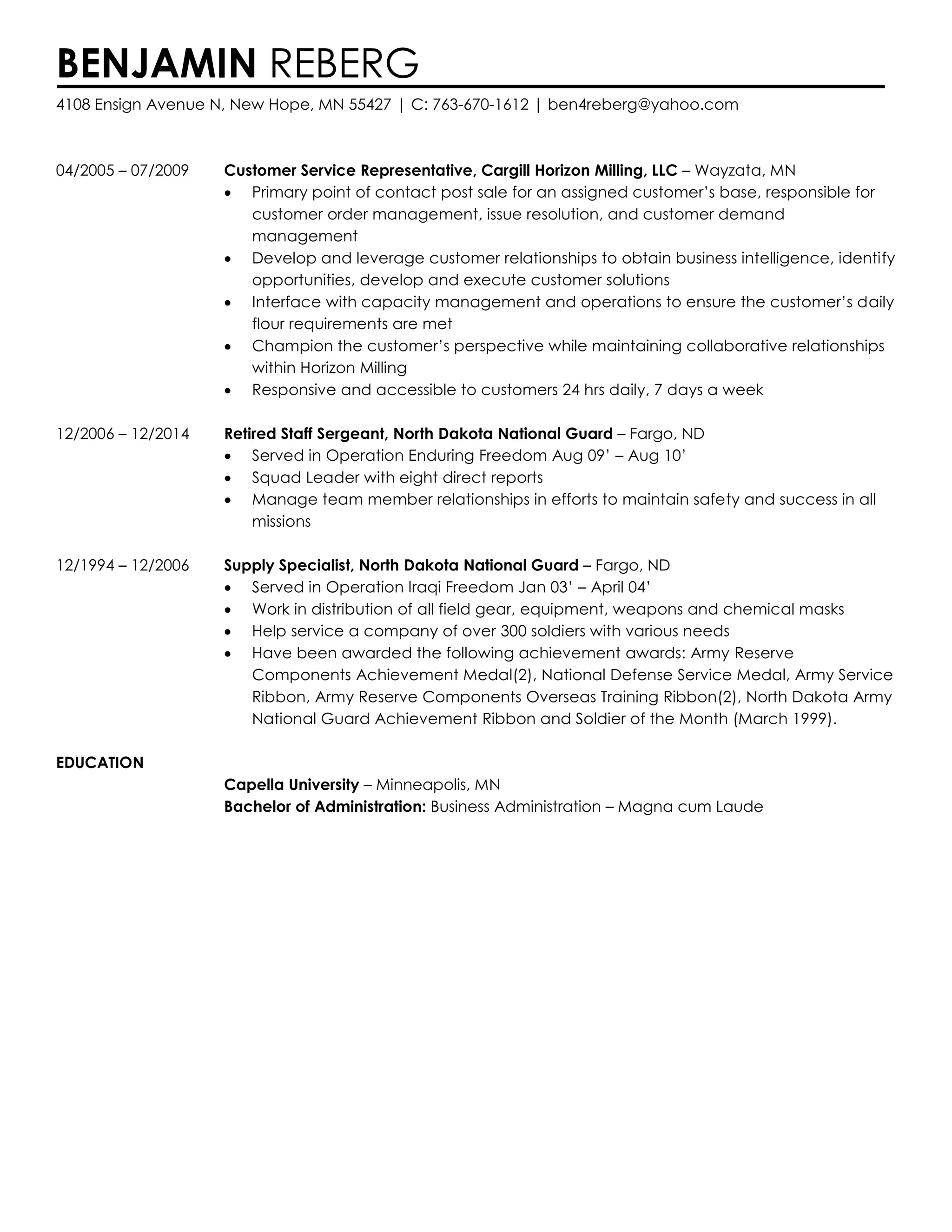 Benjamin Reberg 2016 Resume | PDF