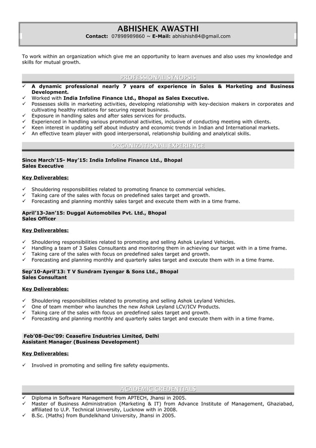 abhishek updated resume | DOC | Business Administration | Business