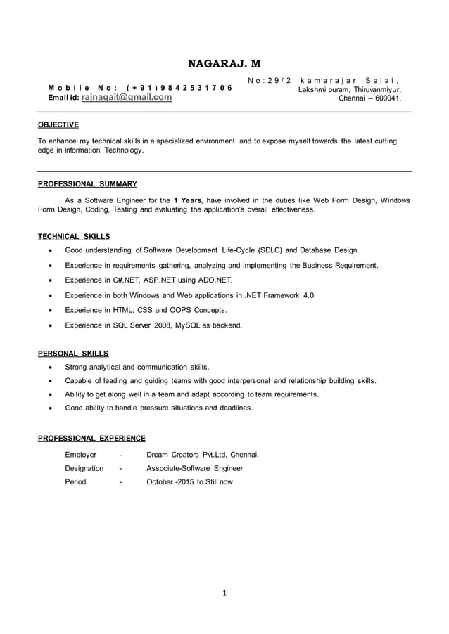 Nagaraj resume DC | DOCX
