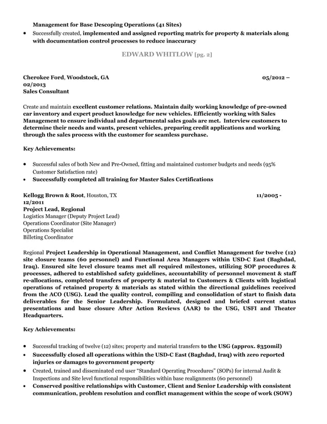 Whitlow, Edward Resume | PDF