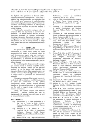 An Evolutionary Method for Kinetic Energy Ammunition Optimization | PDF