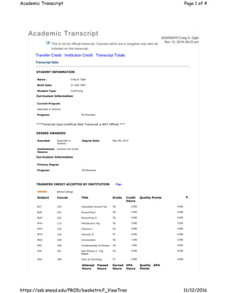 Snead State Transcript | PDF
