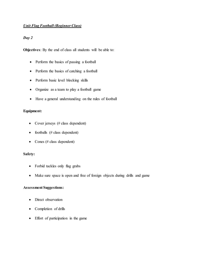 Unit Flag Football day 2 beginner | PDF