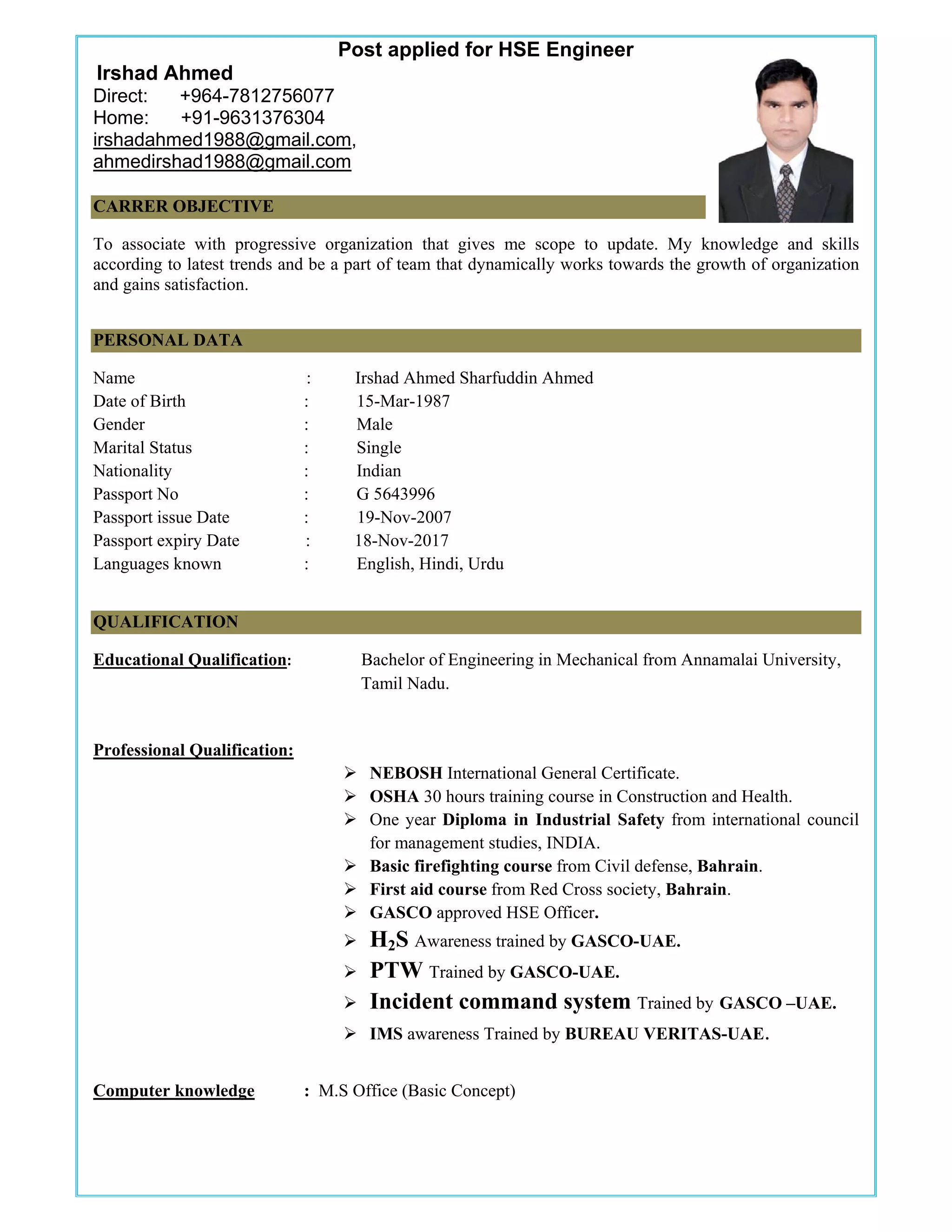 Irshad Ahmed cv | PDF