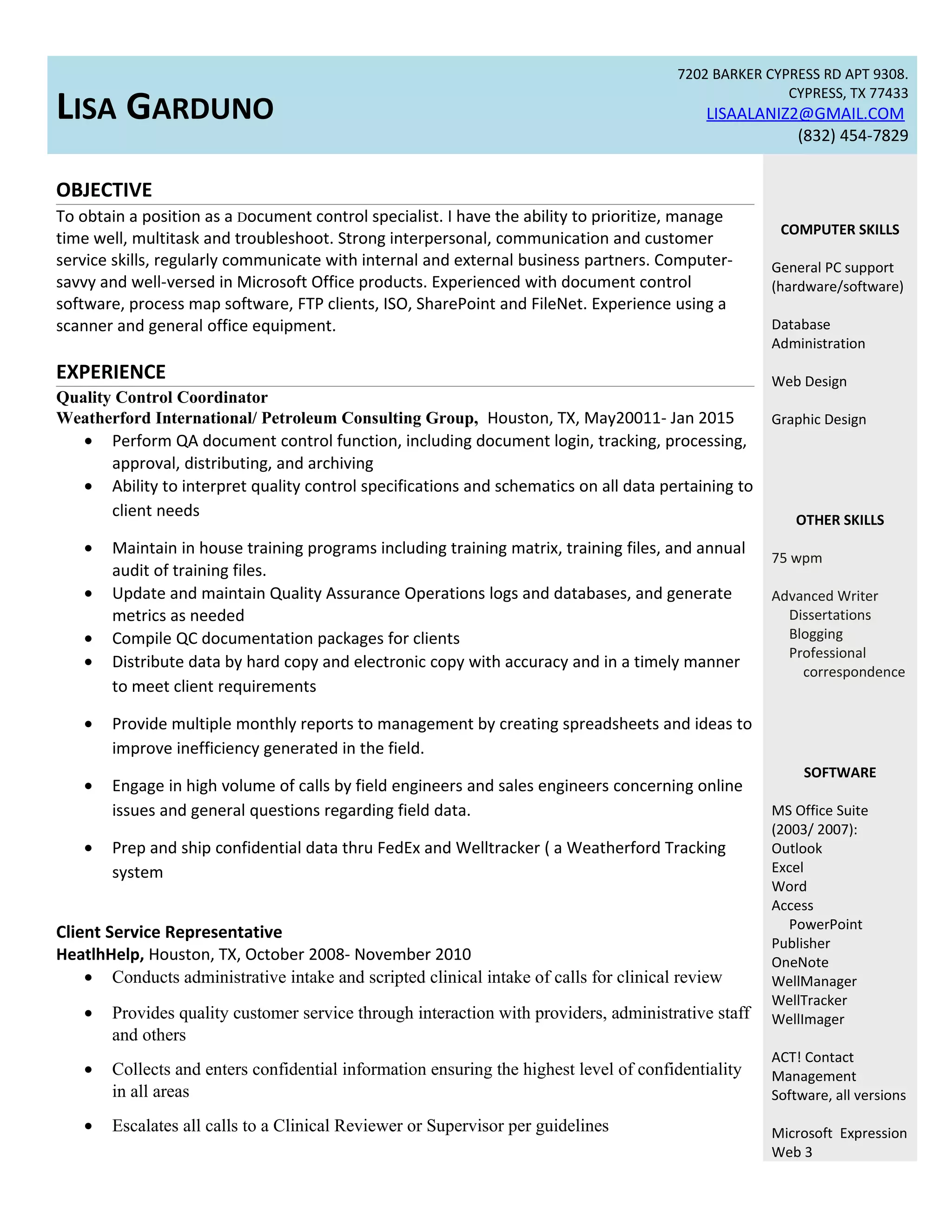 Resume -LisaGardunoFinal | DOC | Computer Software and Applications ...