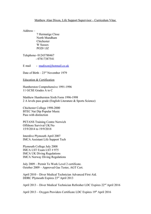 Matthew Alan Dixon CV | PDF